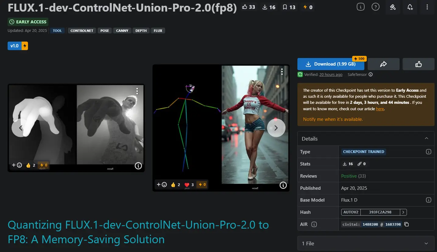 FLUX.1-dev-ControlNet-Union-Pro-2.0 FP8 量化版本：降低对于显存的需求 | SD百科导航